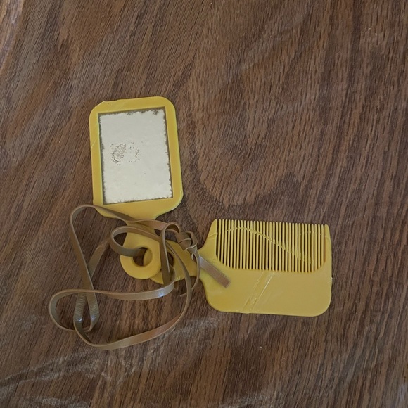 Hair | Vintage 196s Plastic Comb And Mirror Set On Leather | Poshmark